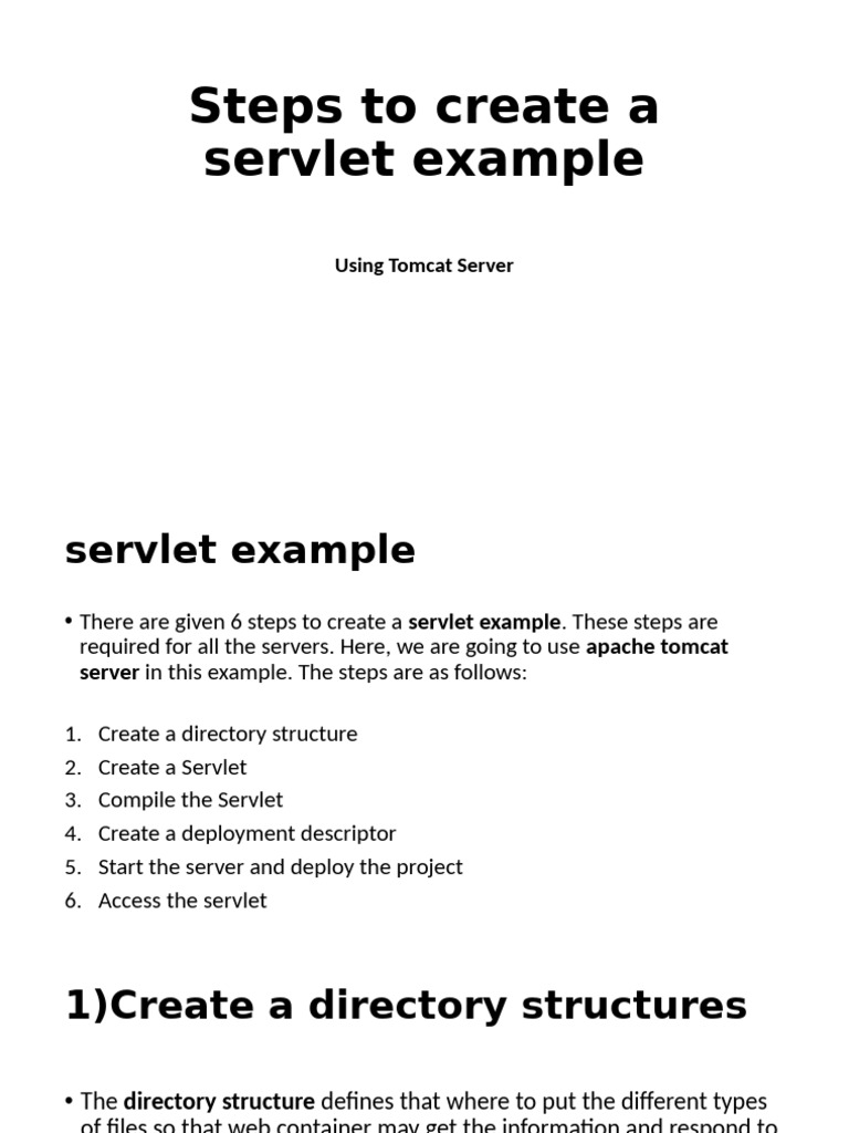 Steps To Create A Servlet Example | PDF