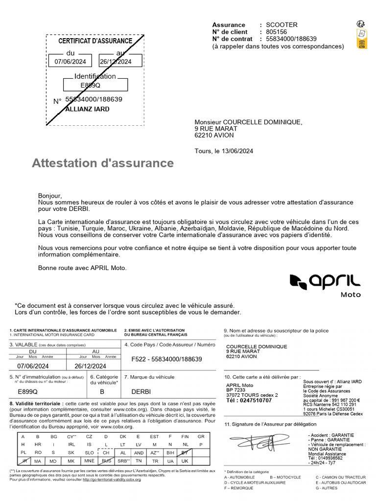 Attestation D’Assurance April _ Comment obtenir une attestation de ...