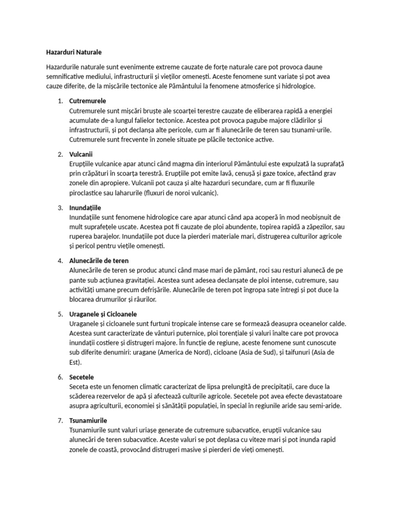 Hazarduri Naturale | PDF