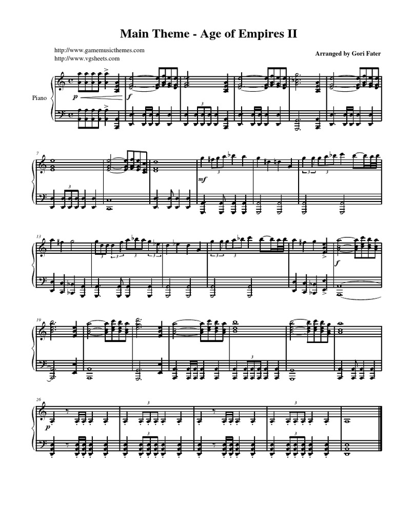 Age of Empires II Main Theme Sheet Music | PDF
