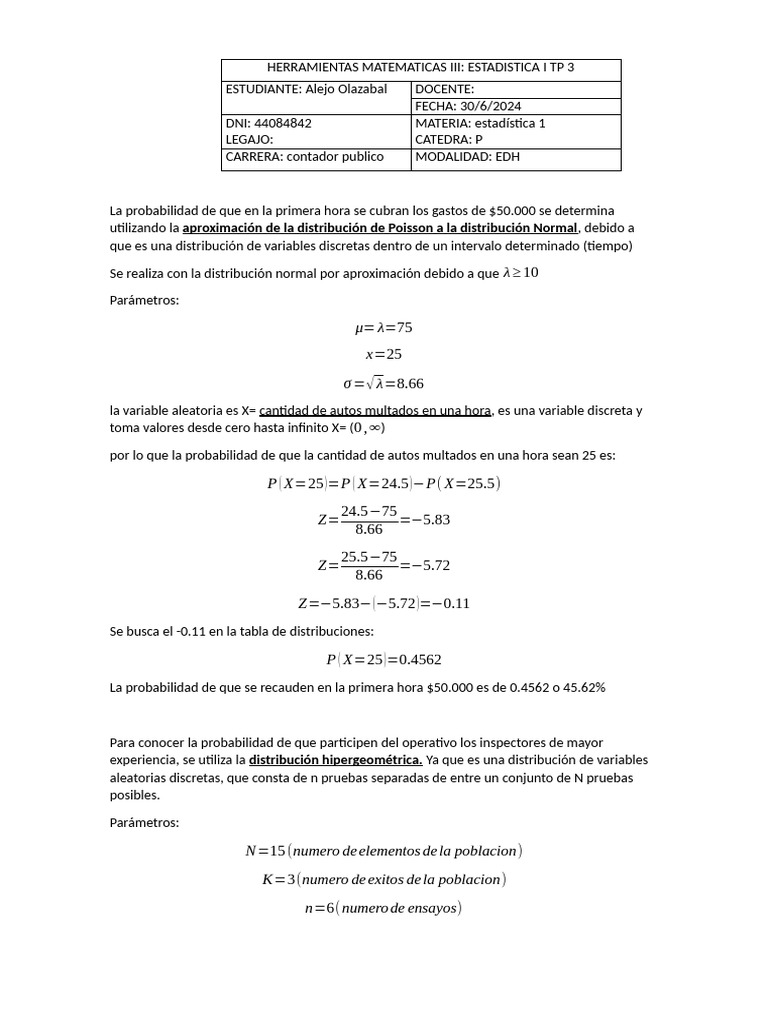 Estadistica 1 TP3 | PDF