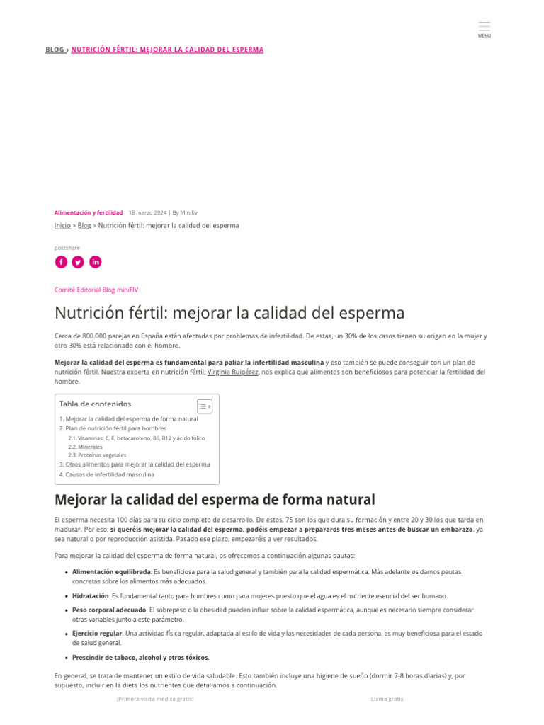 Mejorar La Calidad Del Esperma Nutrición Fértil Para Hombres Pdf