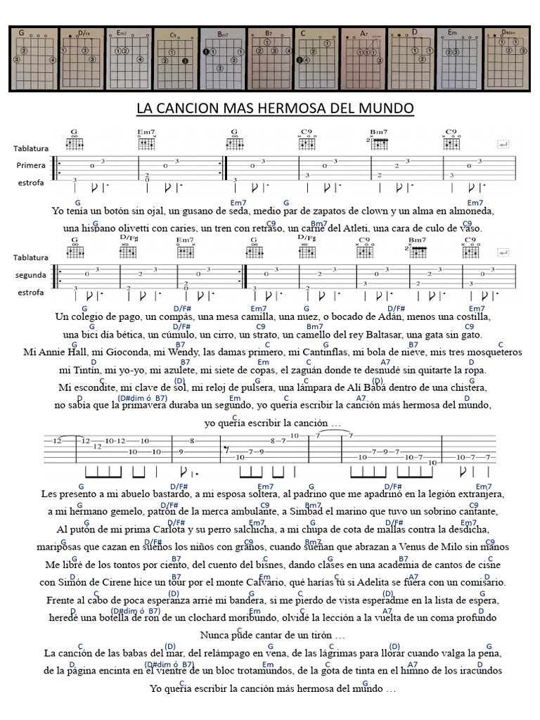 La Cancion Mas Hermosa Del Mundo | PDF