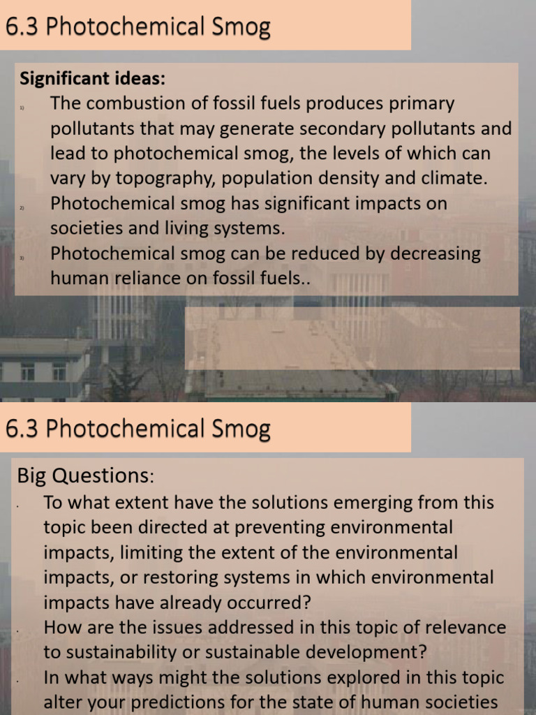 Topic 6.3 - Photochemical Smog | PDF
