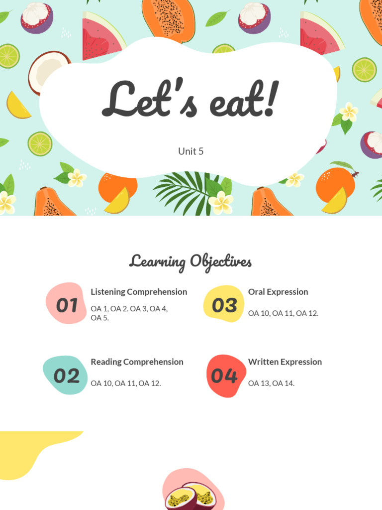 Vocabulary and Activities for Food Unit | PDF
