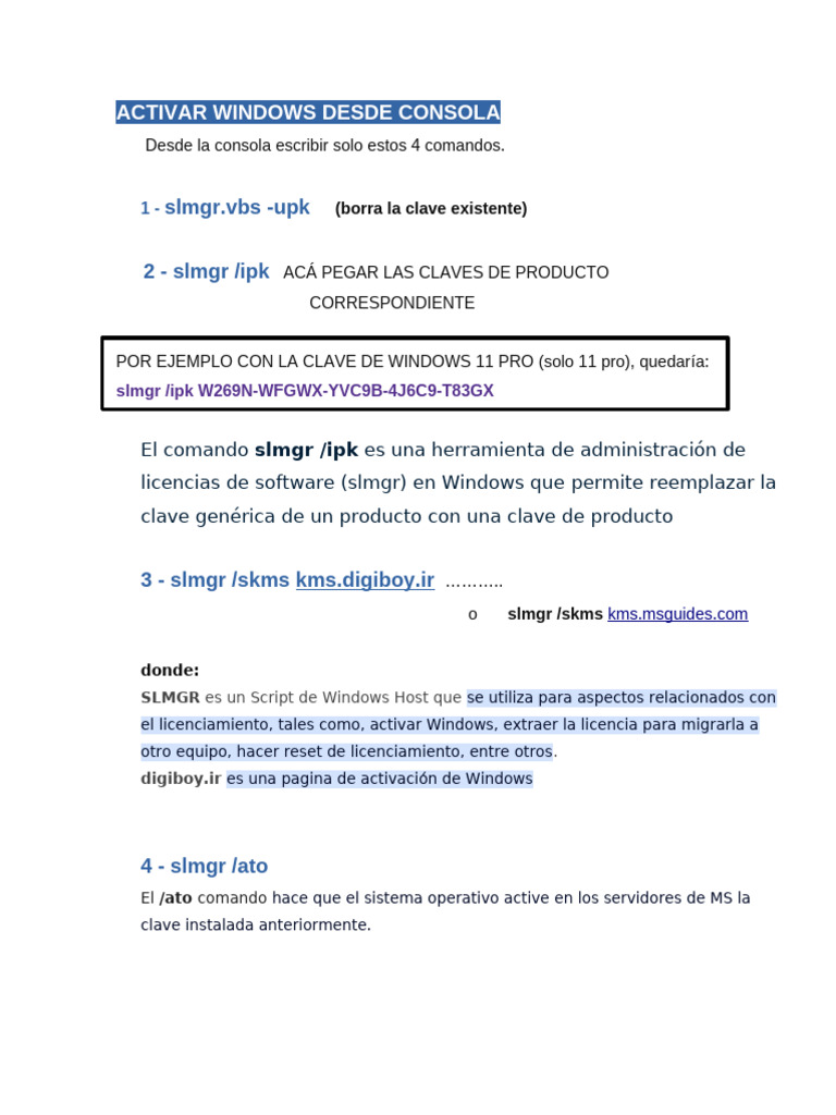 Claves Activacion WIN Y OFFICE | PDF