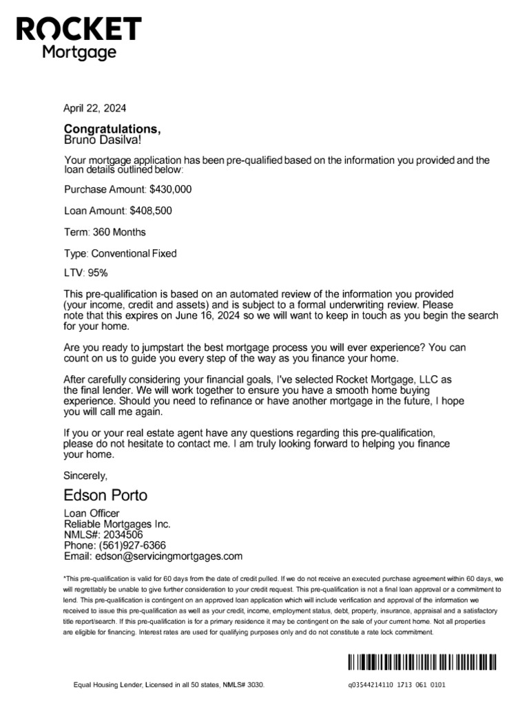 Pre-Qualification Letter | PDF