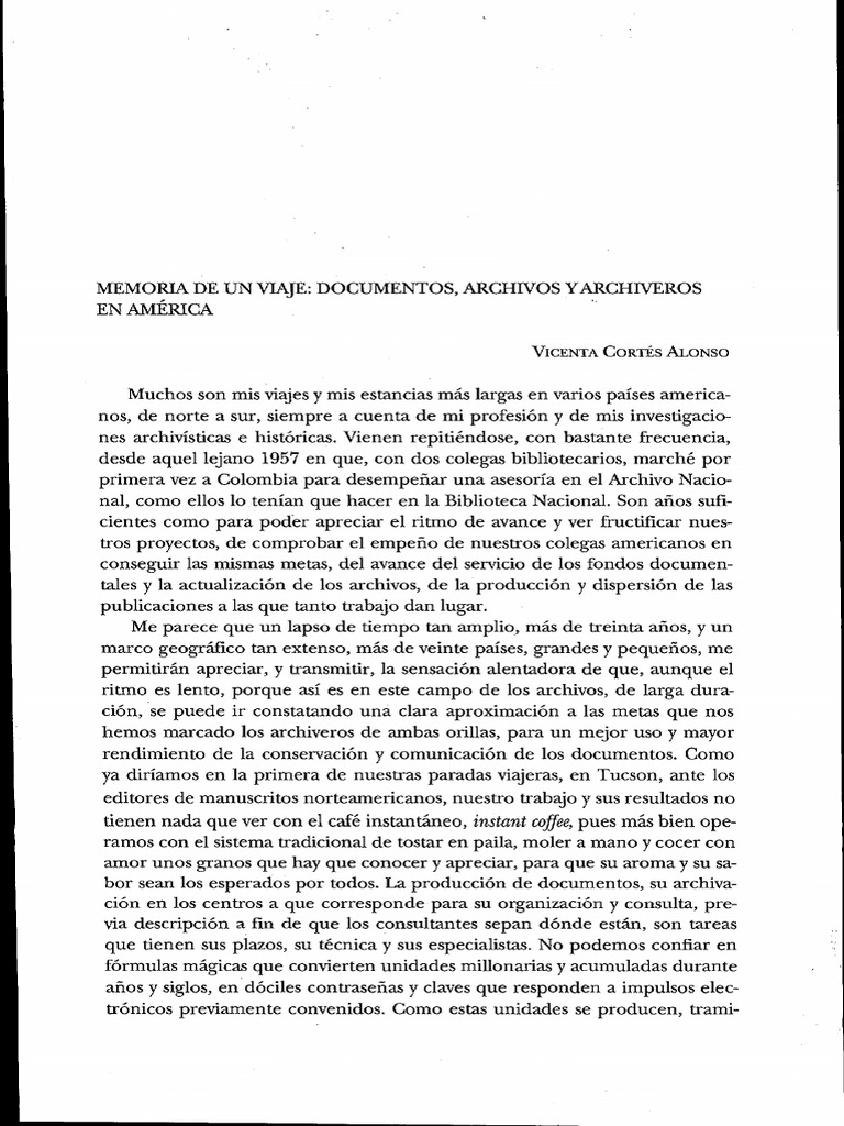 Memoria de Un Viaje - Vicenta Cortés Alonso | PDF