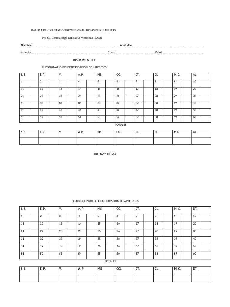 HOJAS DE RESPUESTA DE INTERE Y APTI | PDF