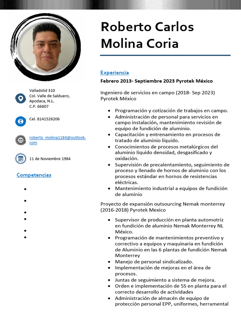 CV Roberto Carlos Molina 2024 | PDF