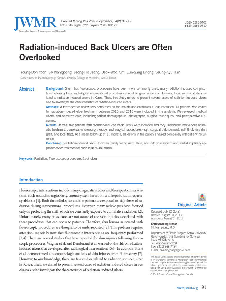 Radiation Induced Back Ulcers Overlooked | PDF