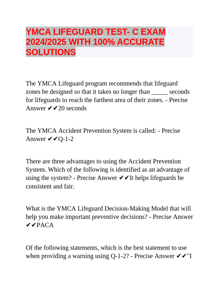 Ymca Lifeguard Test | PDF