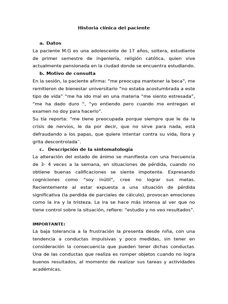 Historia Clínica Del Paciente | PDF