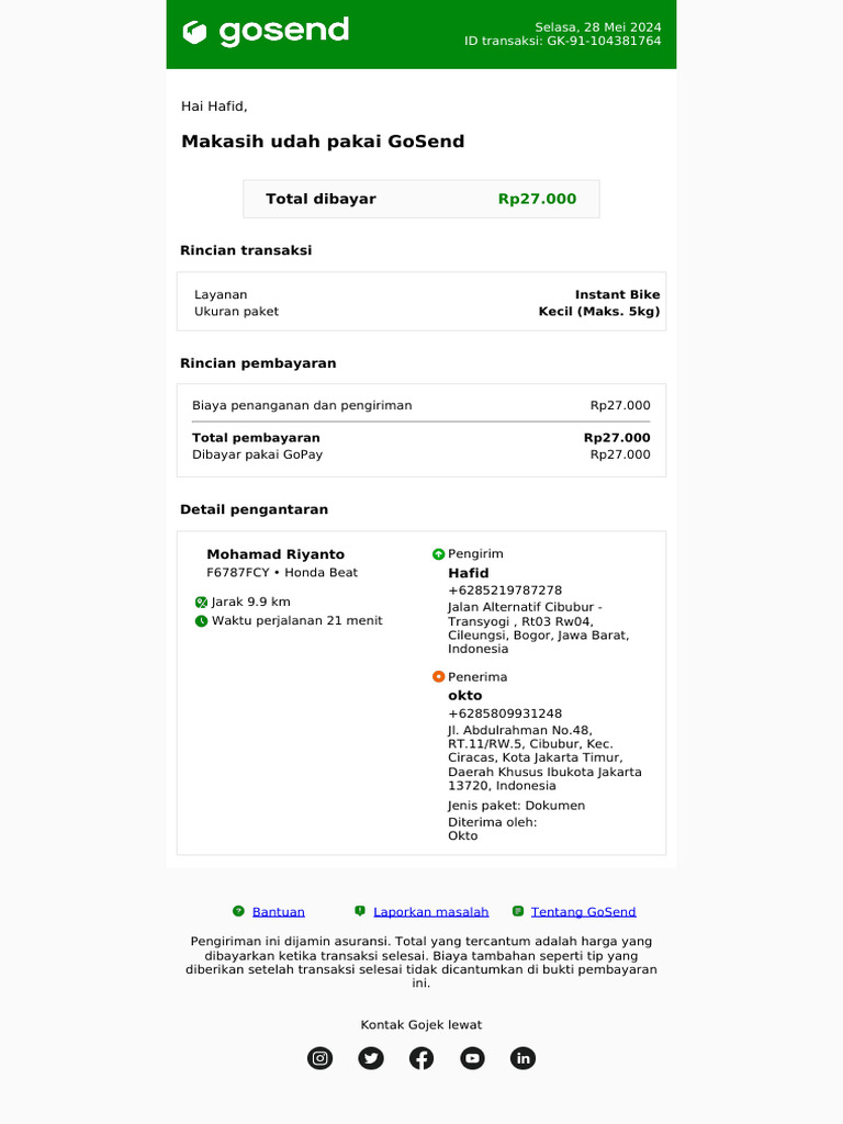 Invoice Gosend 28.05.24 | PDF