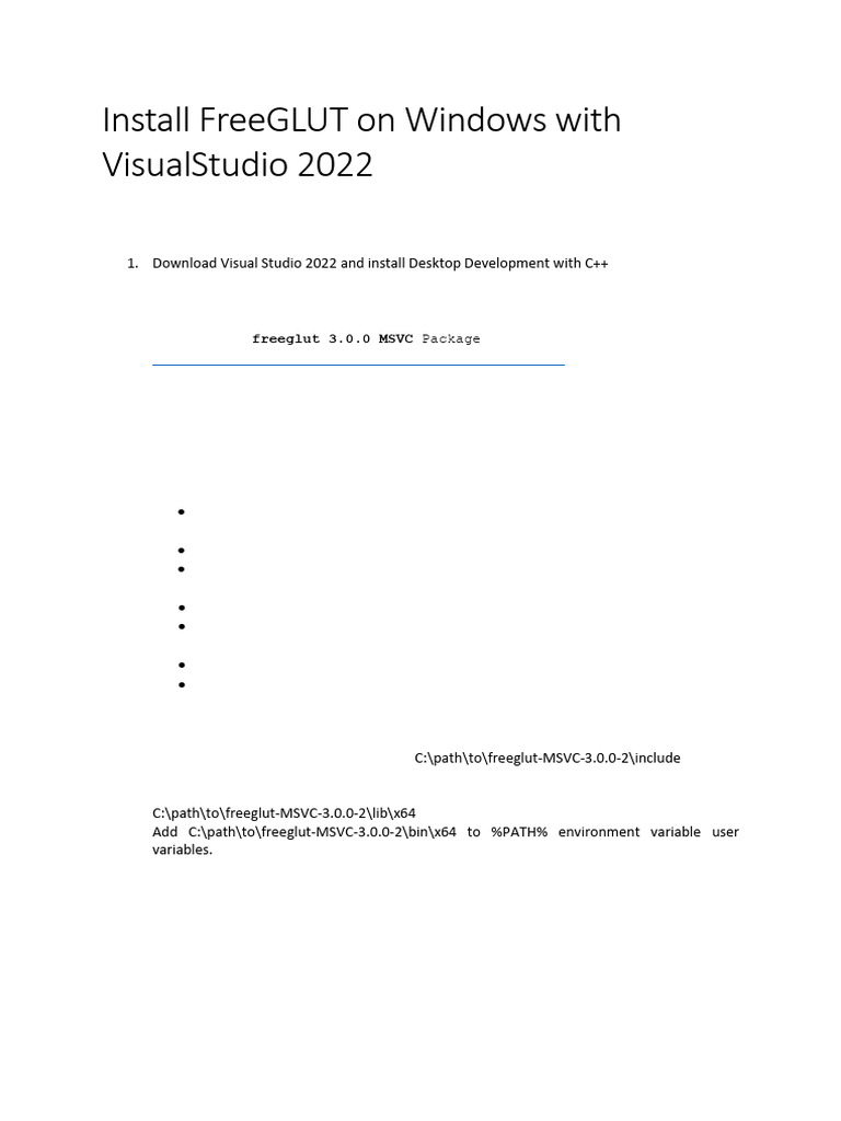 Install - FreeGLUT - On - Windows - With - VisualStudio - 2022 Edited | PDF