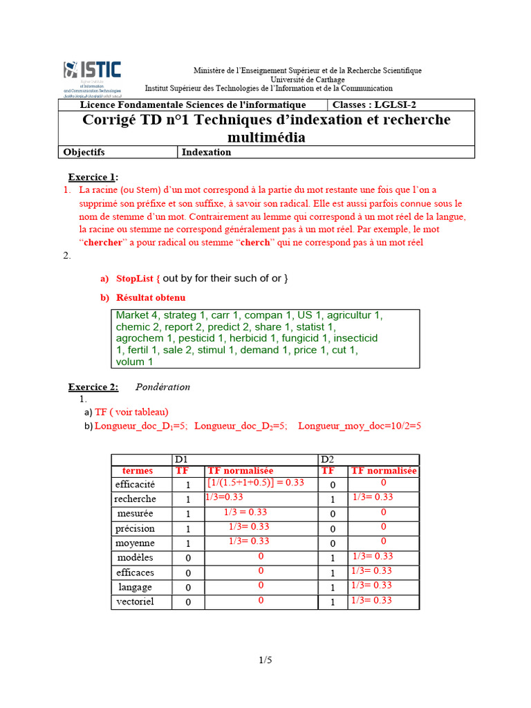 TIRM TD1 Corrige | PDF