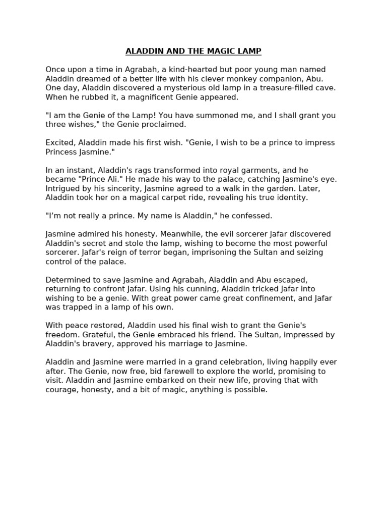 Aladdin and The Magic Lamp | PDF