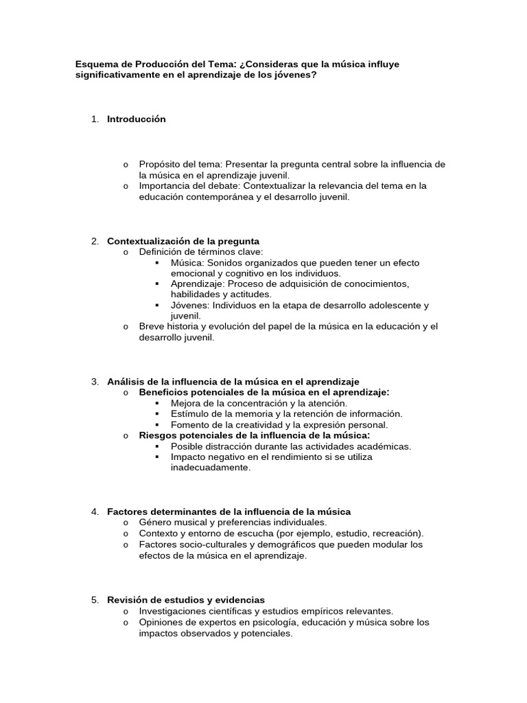 Esquema de Producción Del Tema | PDF