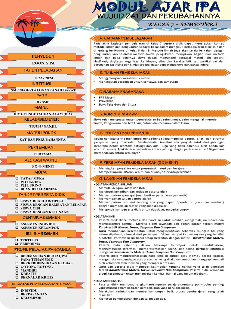 Modul Ajar Ipa Kurikulum Merdeka Materi | PDF
