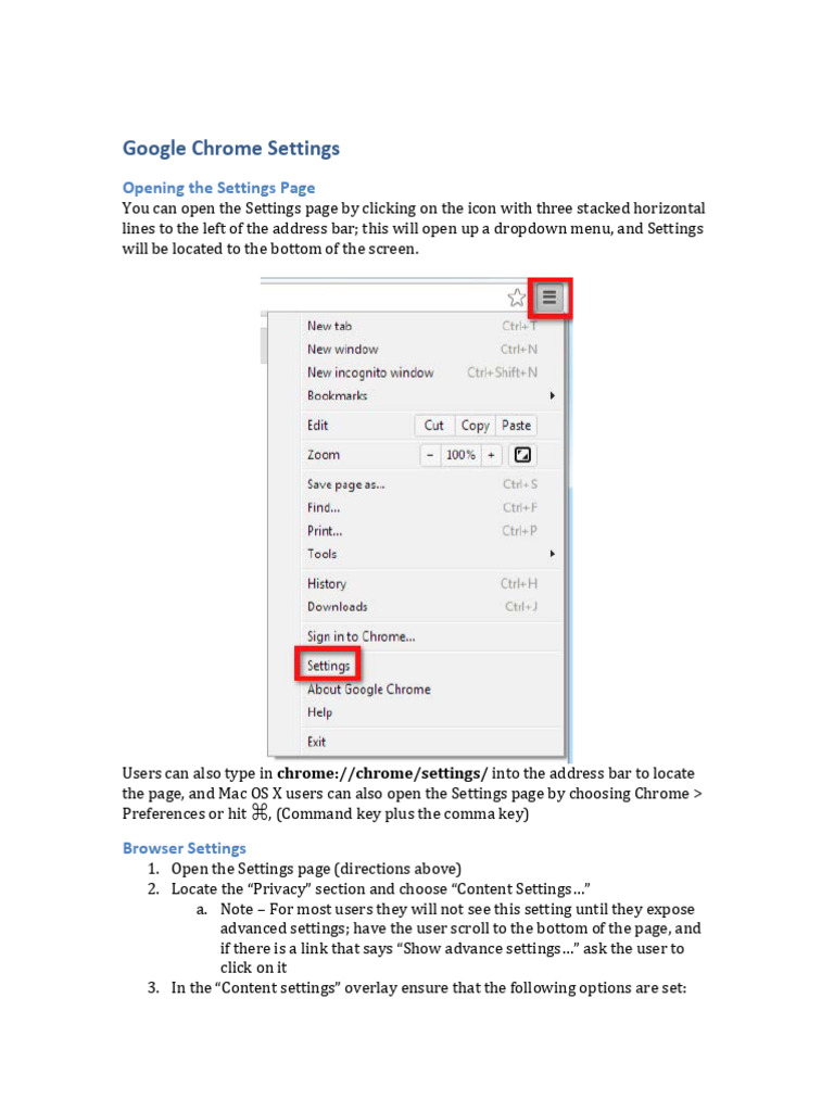 Chrome Settings | PDF