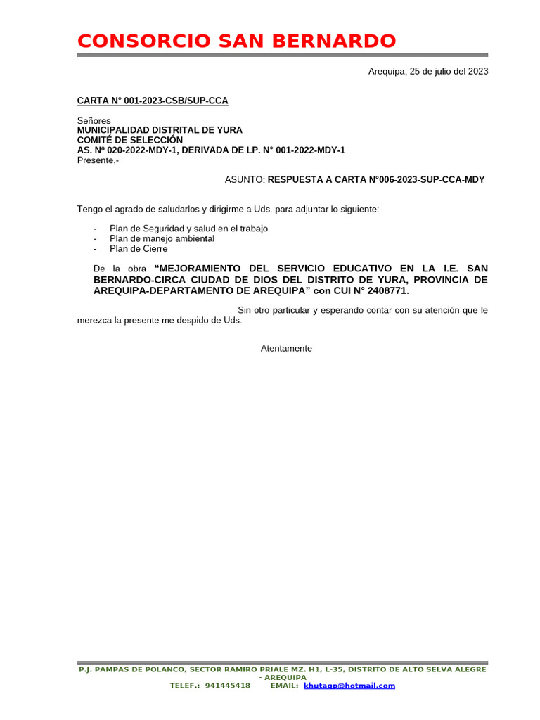 Modelo de Carta | PDF