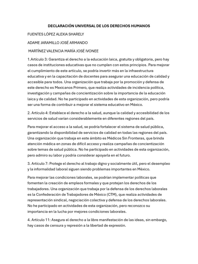 Declaración de los derechos | PDF