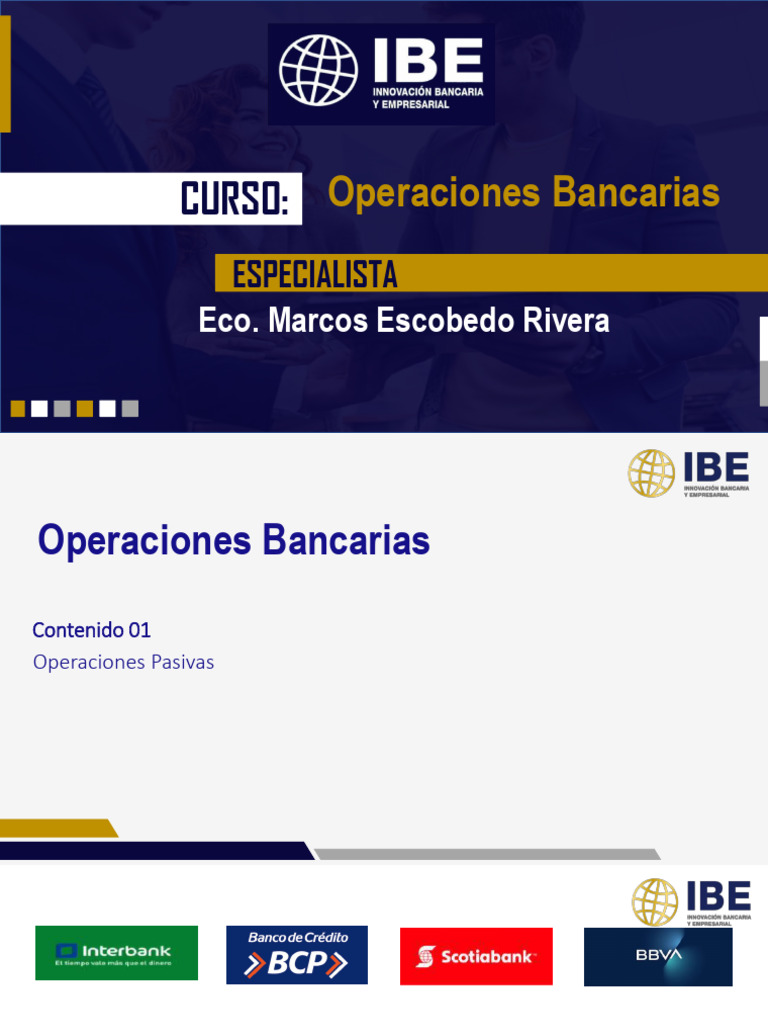 Sesion 01 y 02 OPERACIONES BANCARIAS IBE | PDF | Cheque | Finanzas y dinero