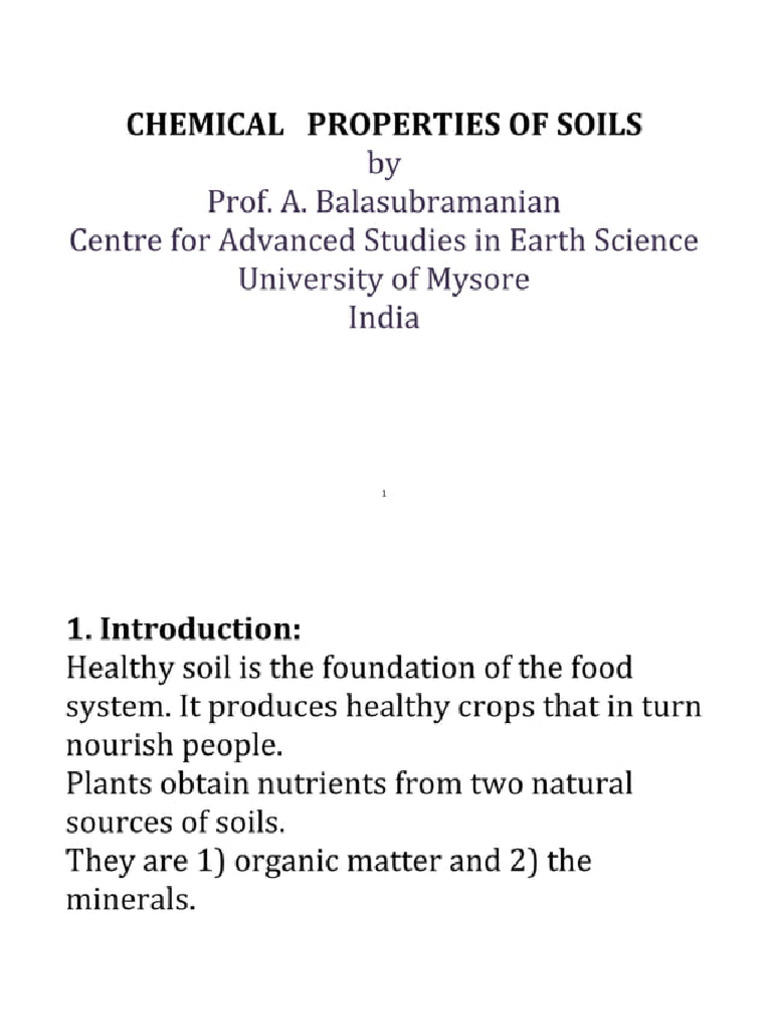 Soil Chemical Properties of Soil | PDF