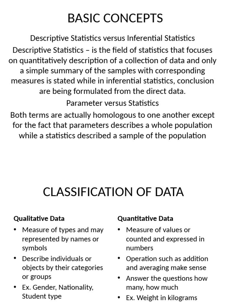 Basic Concepts in Stat 1 Autosaved | PDF
