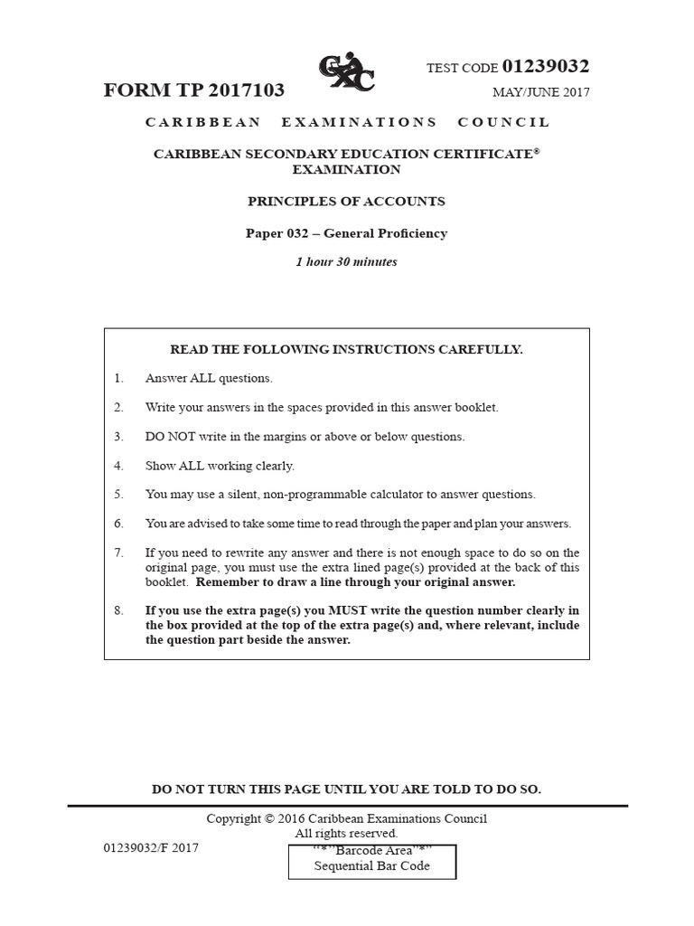 CSEC Maths May 2017 Paper 3 | PDF