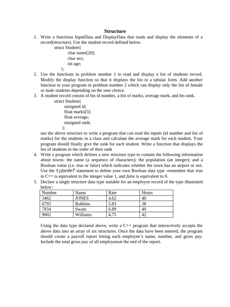 Worksheet structure | PDF