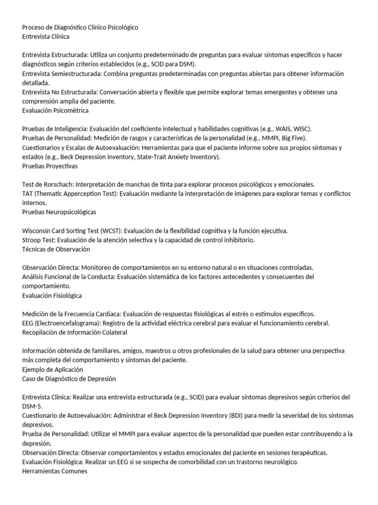 Proceso de Diagnóstico Clínico Psicológico | PDF