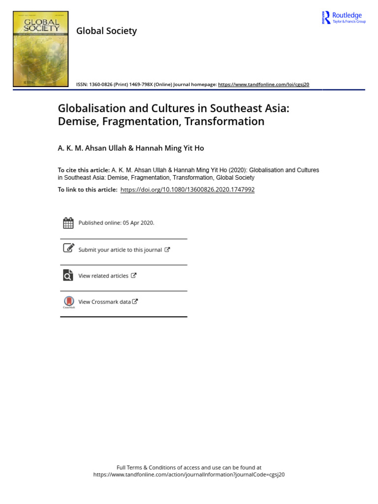 Globalisation and Cultures in Southeast Asia Demise Fragmentation ...