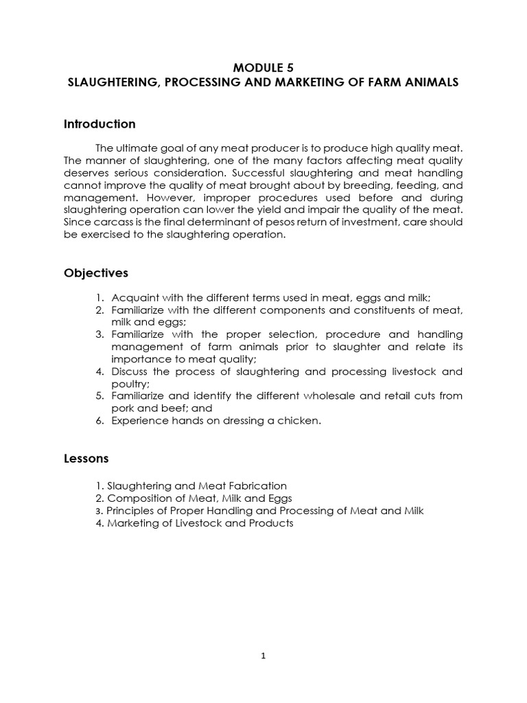 Slaughtering and Marketing Farm Animals | PDF | Milk | Cooking, Food & Wine