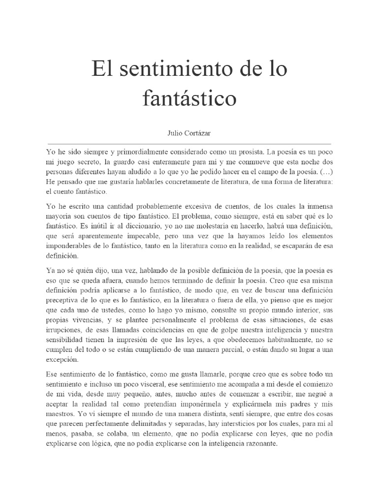 Sentimiento de Lo Fantastico | PDF