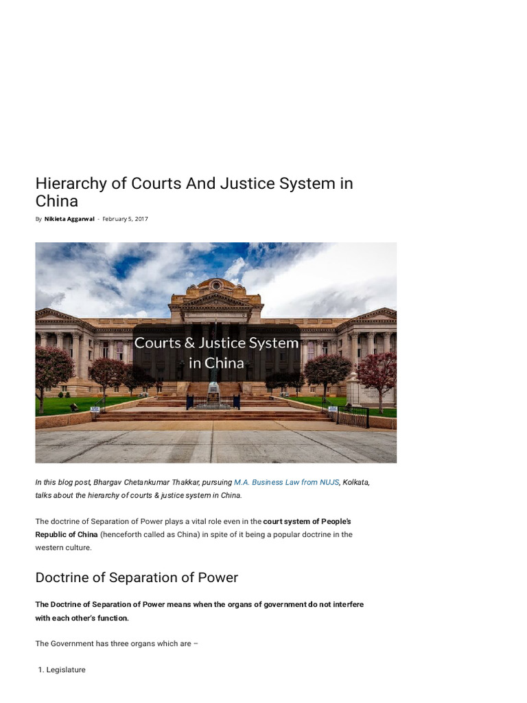 The Hierarchy of Courts and Justice System in China | PDF