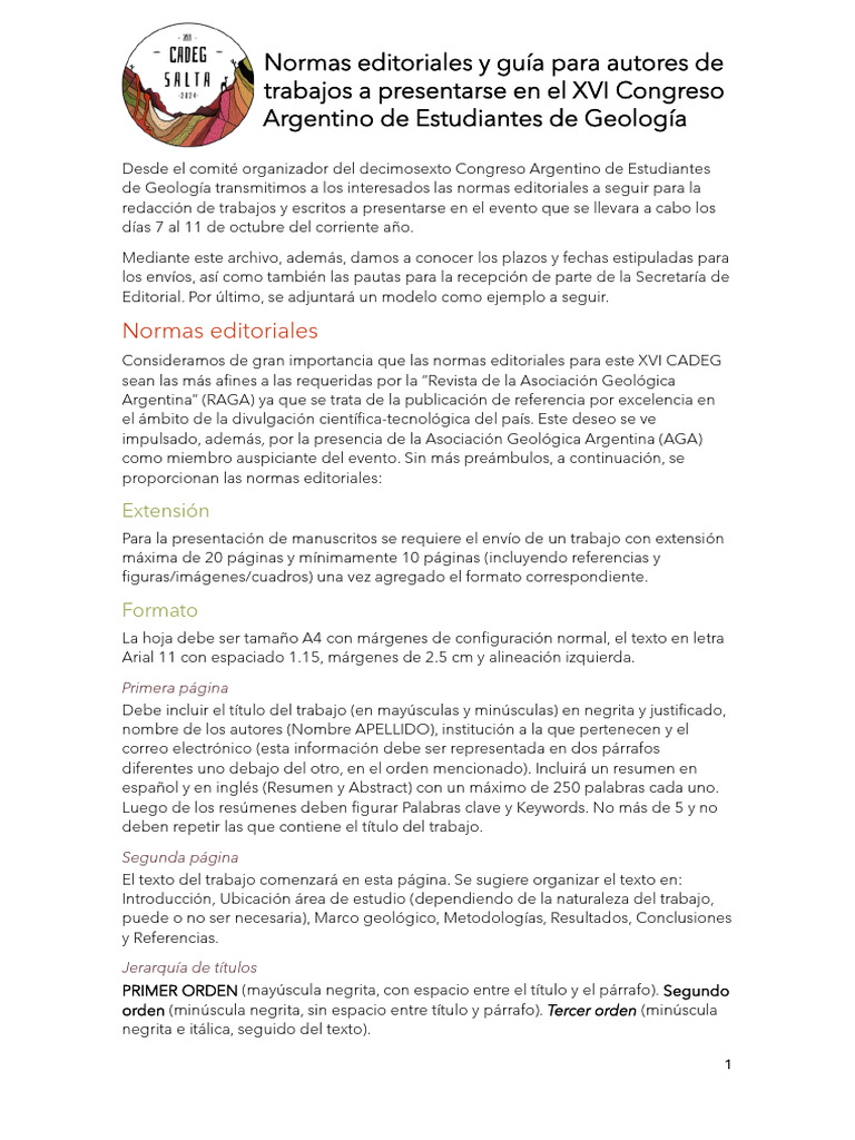 Normas Editoriales XVI CADEG | PDF