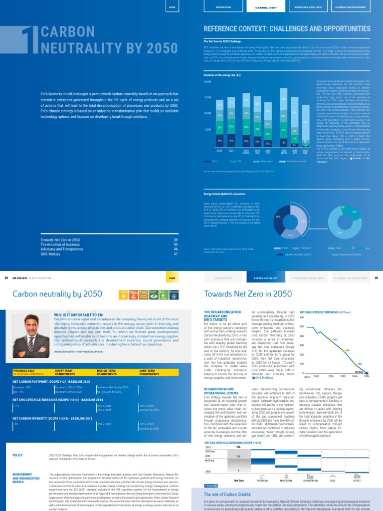 Eni - Carbon Neutrality by 2050 | PDF | Climate Change Mitigation ...