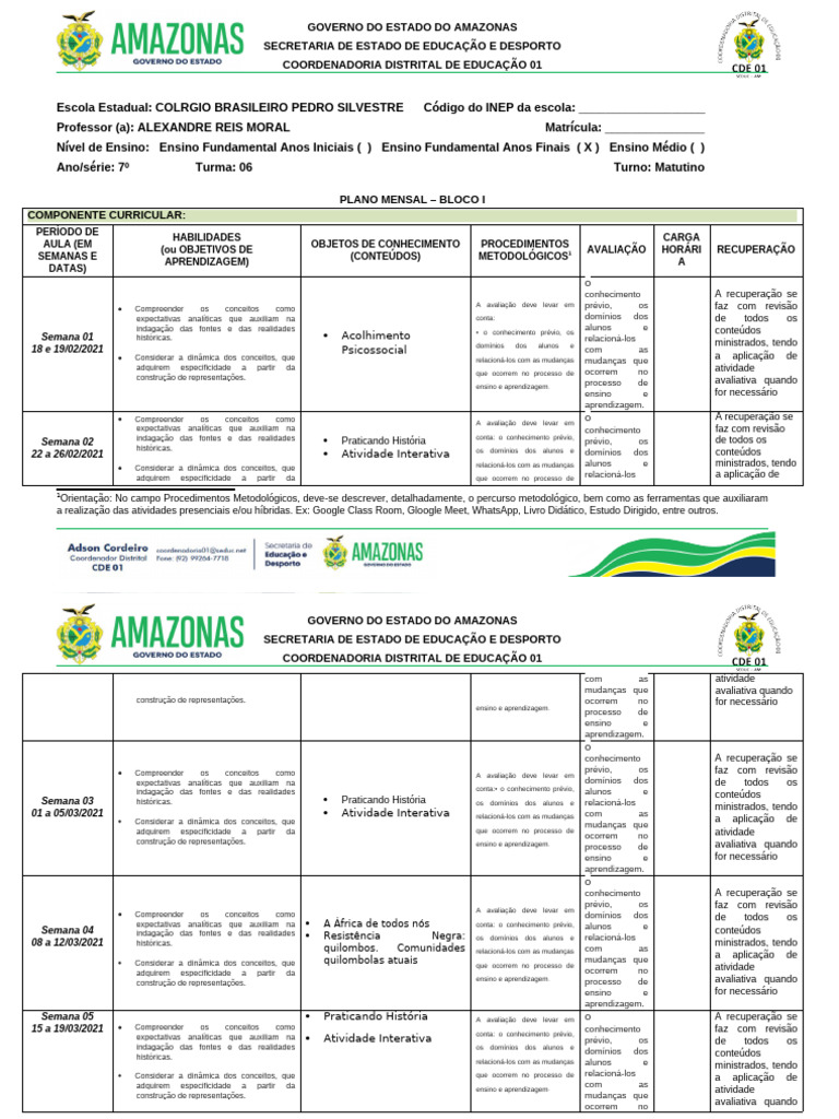 Plano Mensal - 01 | PDF