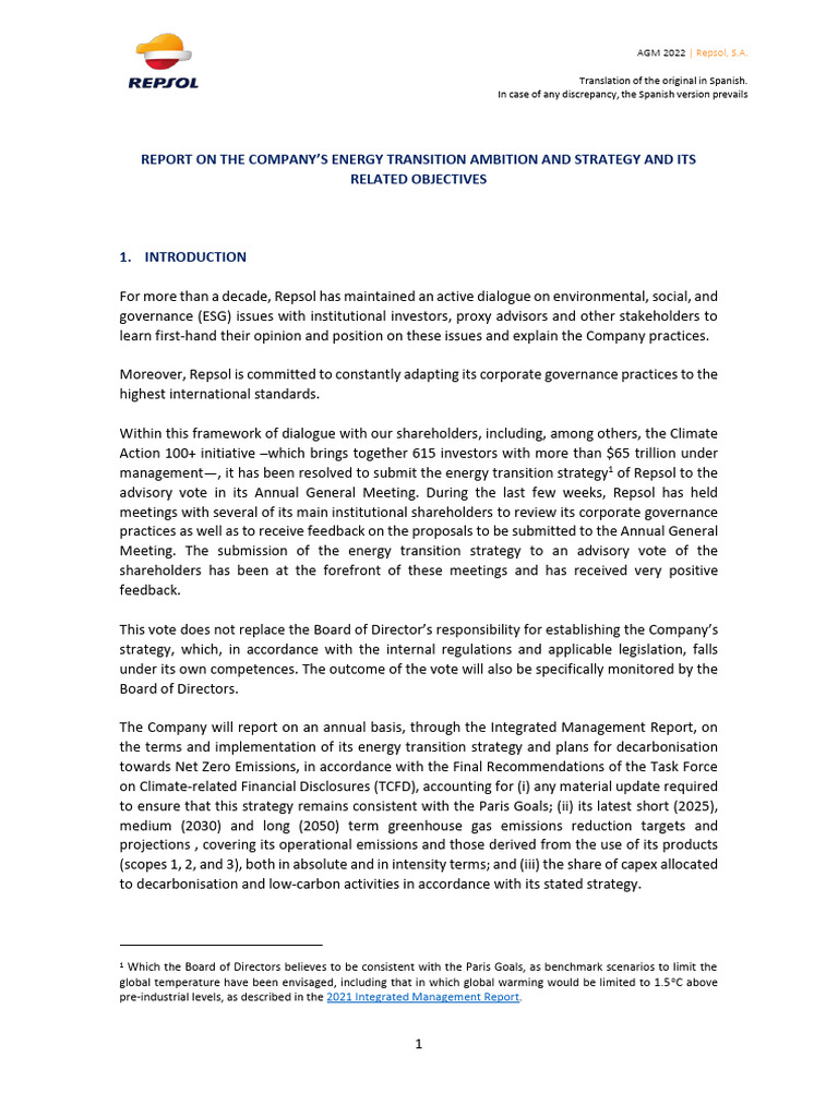 Repsol - Energy Transition Strategy | PDF | Climate Change Mitigation | Low Carbon Economy