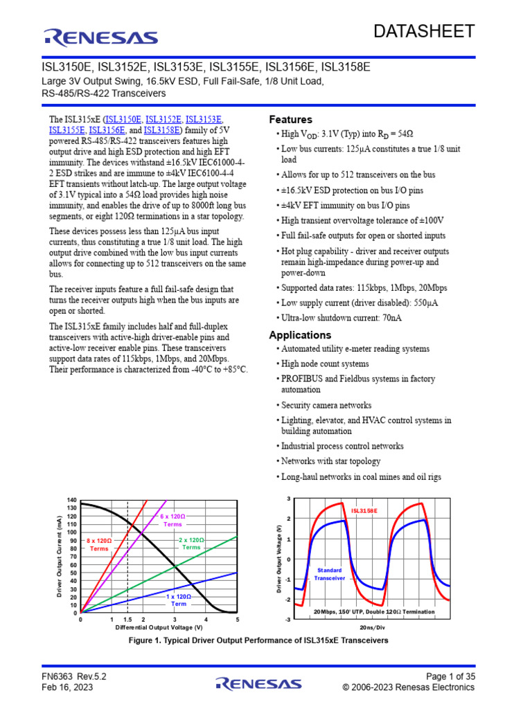 ISL3152E Renesas | PDF | Electromagnetism | Computer Engineering
