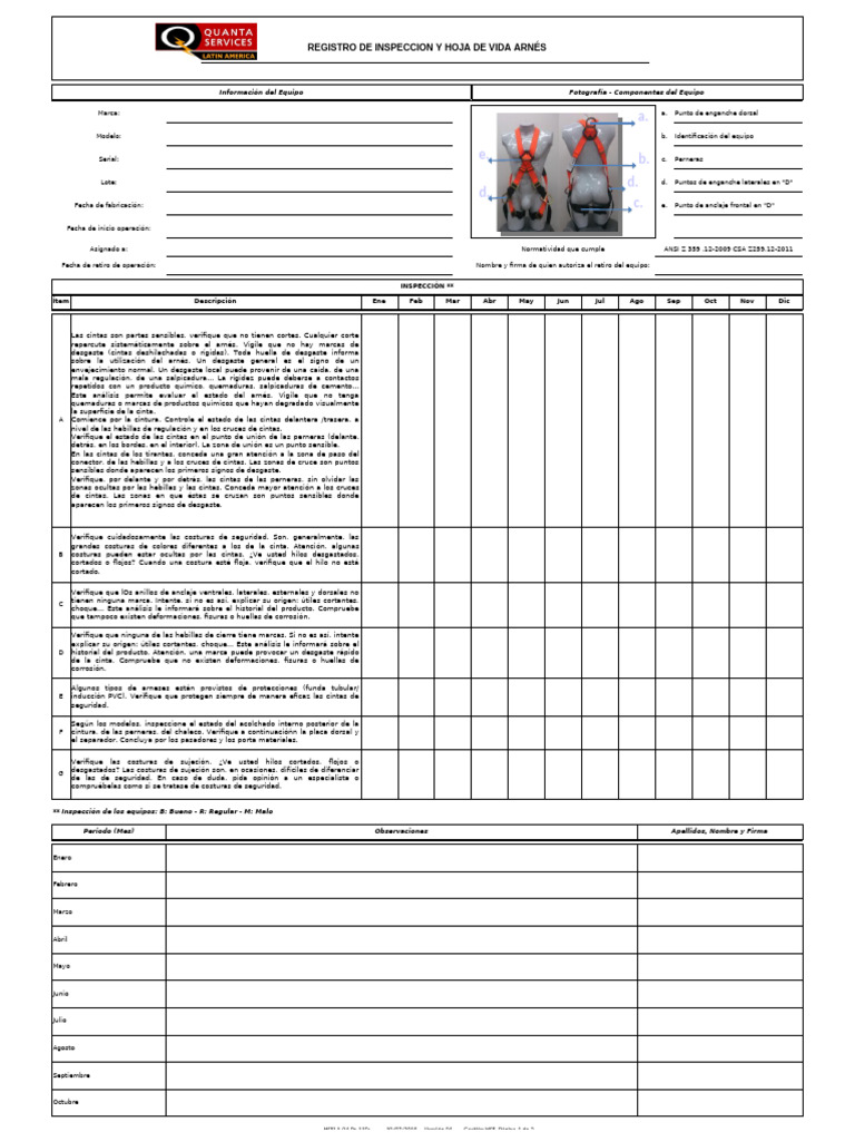 HSELA-04-Pr-11Fr Inspeccion HDV Arnes | PDF