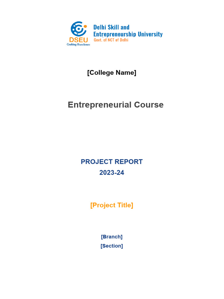 Entrepreneurial Course Report | PDF