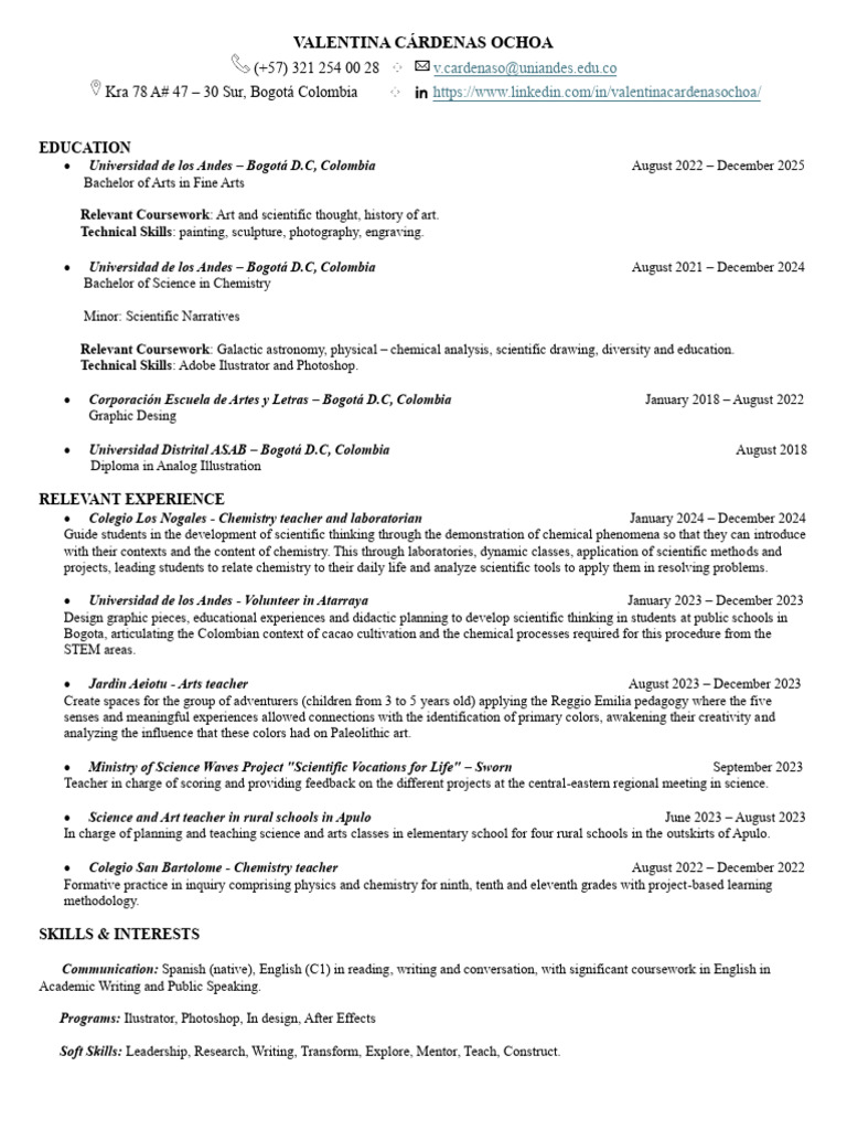 Cardenas Ochoa Valentina CV | PDF