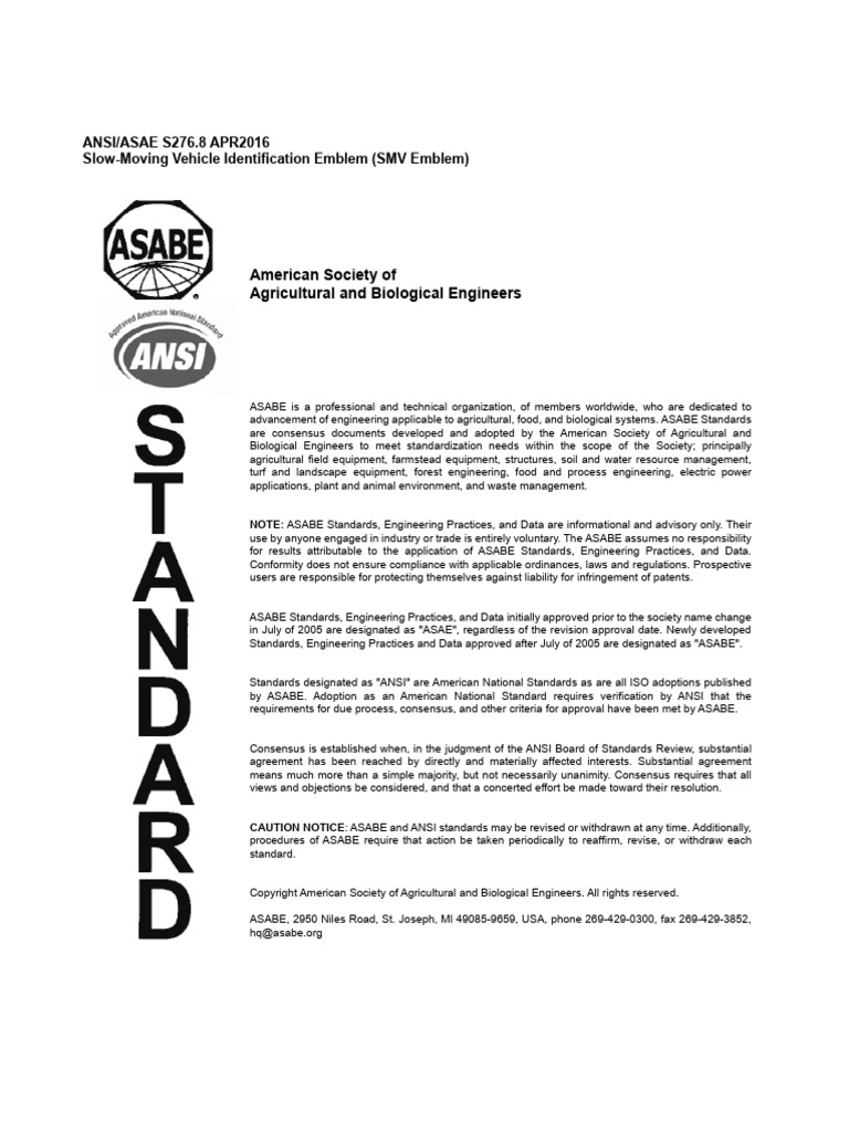 SMV Signs ASAE S276.8 Standard | PDF