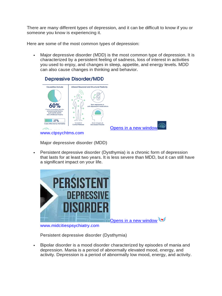 Types of Depression | PDF