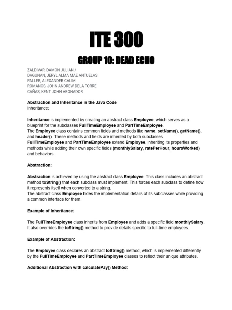 ITE 300 - Inheritance and Abstraction | PDF