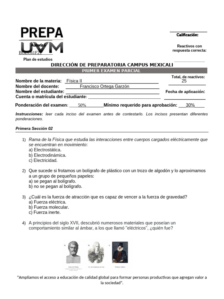 Formato de Examen UVM - Fisica II 2024 Tercer Parcial - 02 | PDF