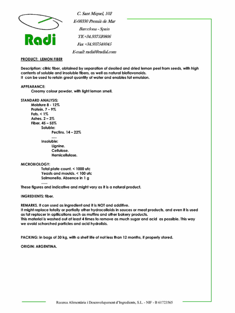 Fiber Food Lemon | PDF