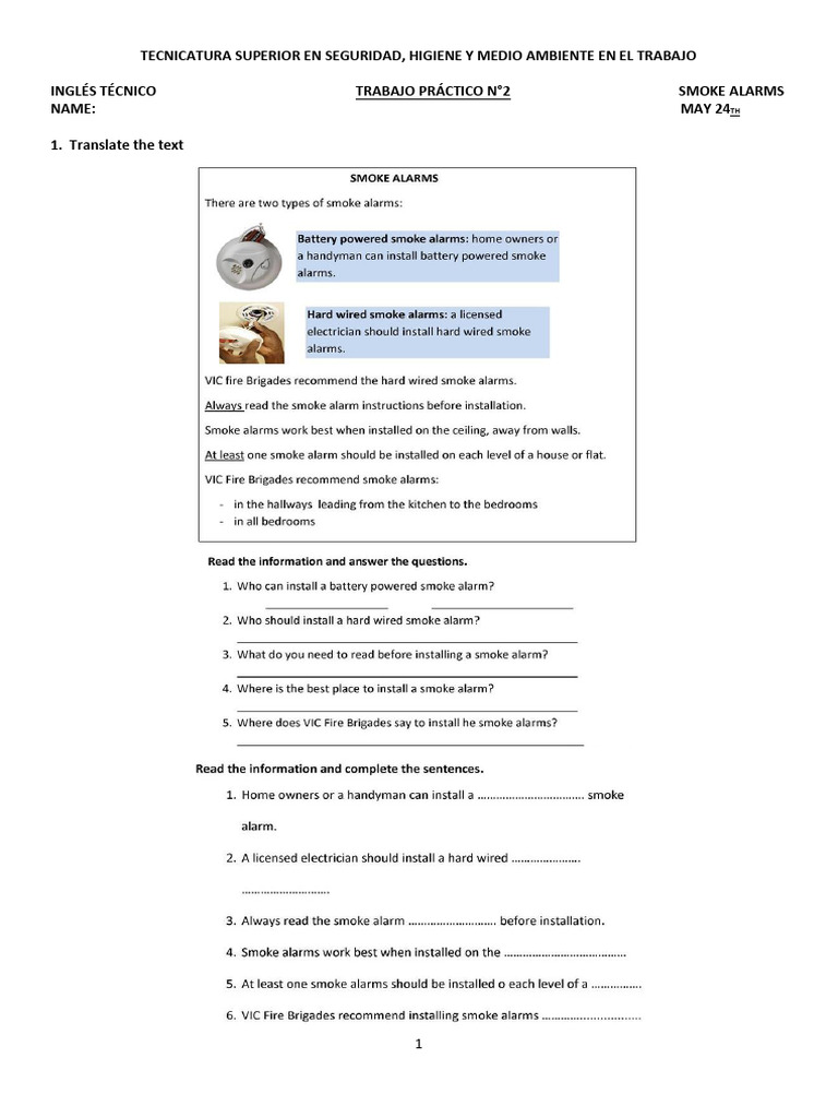 H&S - Tpn°2 Smoke Alarms | PDF